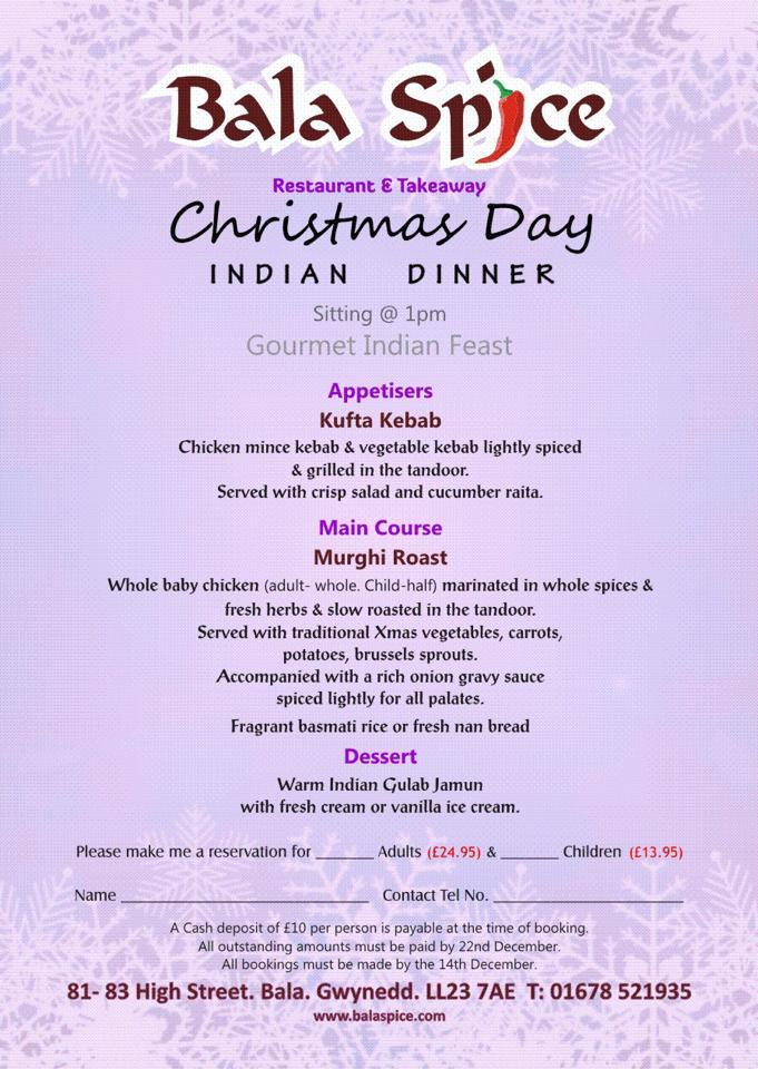Menu at Bala Spice restaurant, Bala