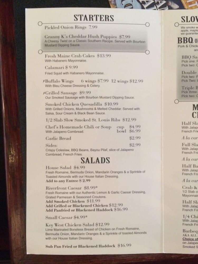 Carta de Riverfront Barbeque & Grille, Augusta