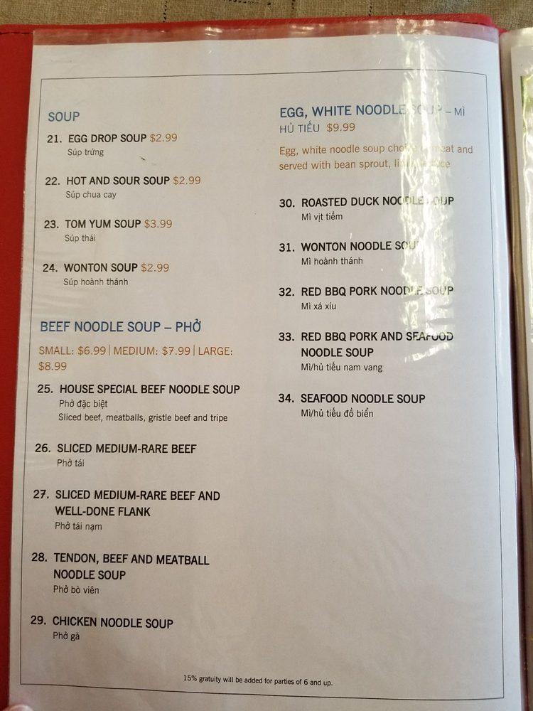 Menu at TNT Vietnamese Restaurant, Des Moines