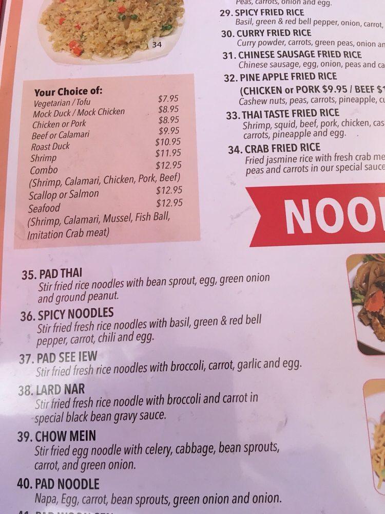 Menu at Thai Taste 2 restaurant, Bonita