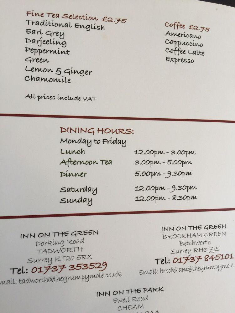 Menu at The Grumpy Mole pub & bar, Tadworth, Dorking Road