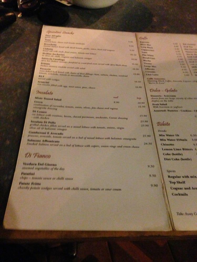 Menu at Caffe Amaretto pizzeria, Osborne Park