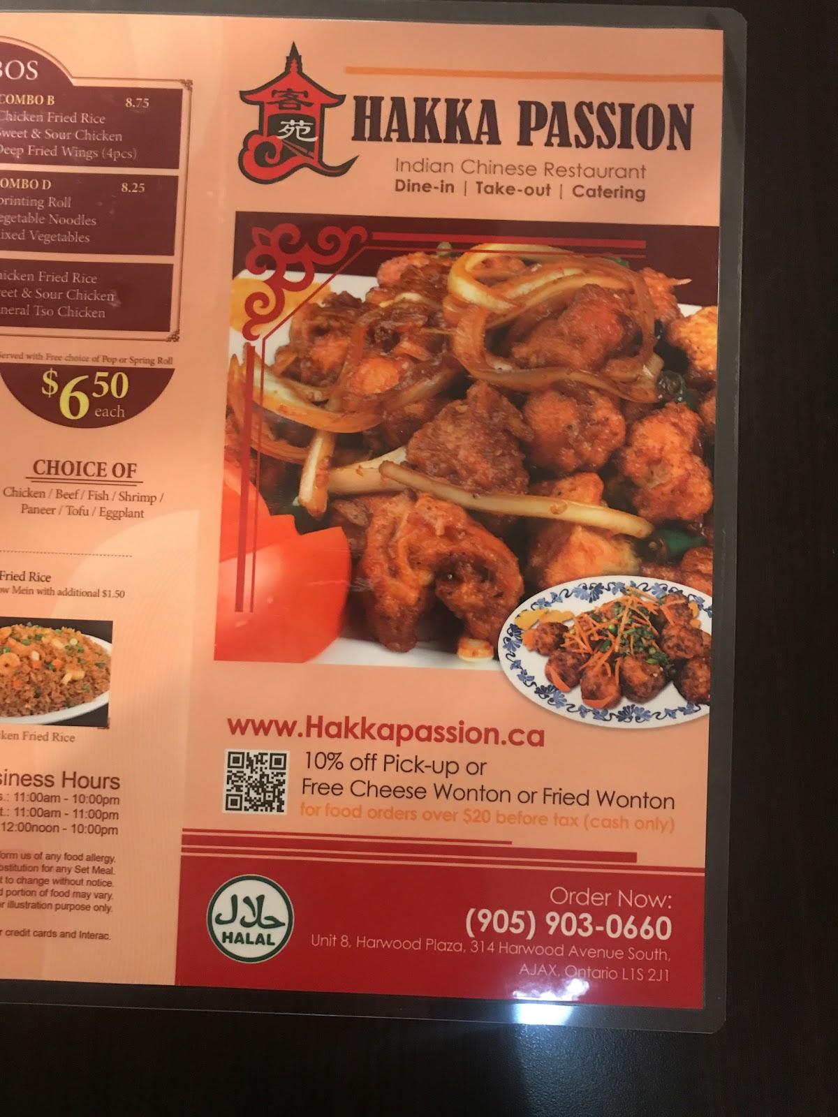 Menu at Hakka Passion restaurant, Ajax