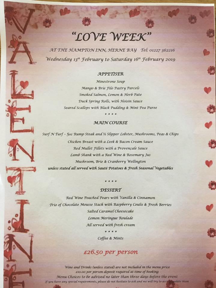 Menu at Hampton Inn pub & bar, Herne Bay