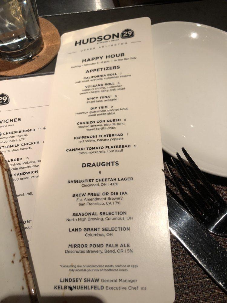 Menu at Hudson 29 Kitchen + Drink restaurant, Upper Arlington, W Lane Ave
