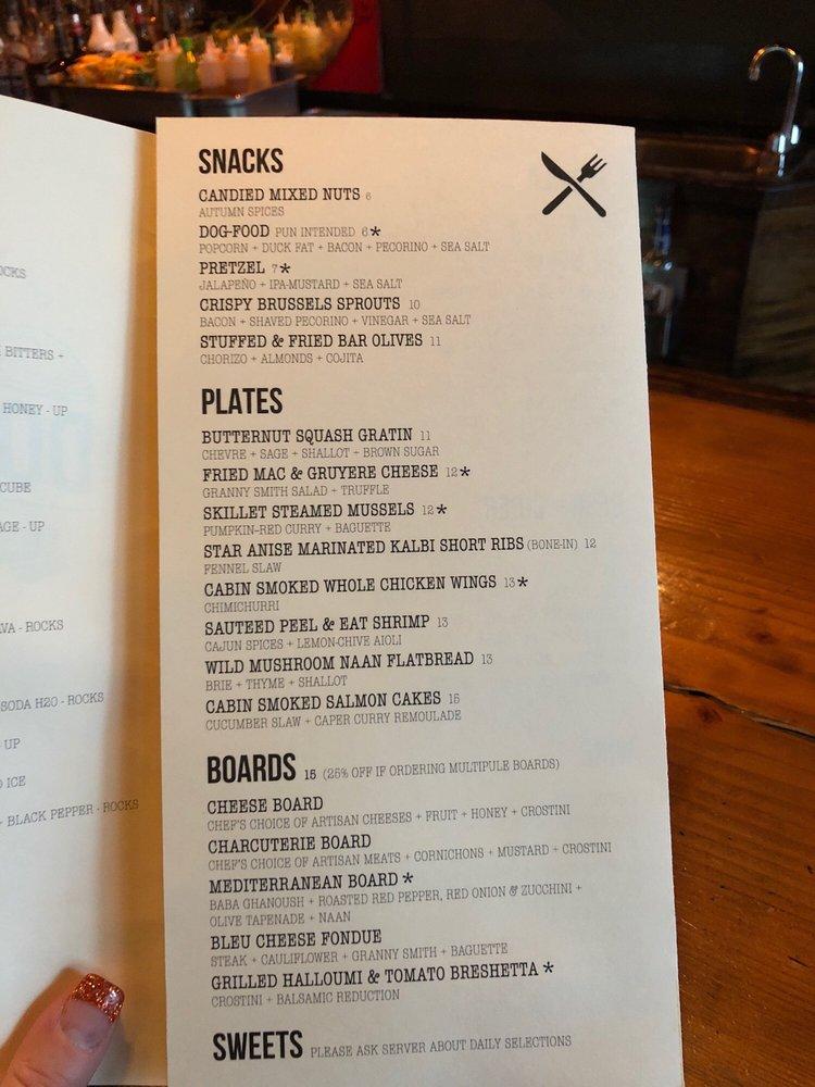 Menu at The Dogwood Cocktail Cabin pub & bar, Bend