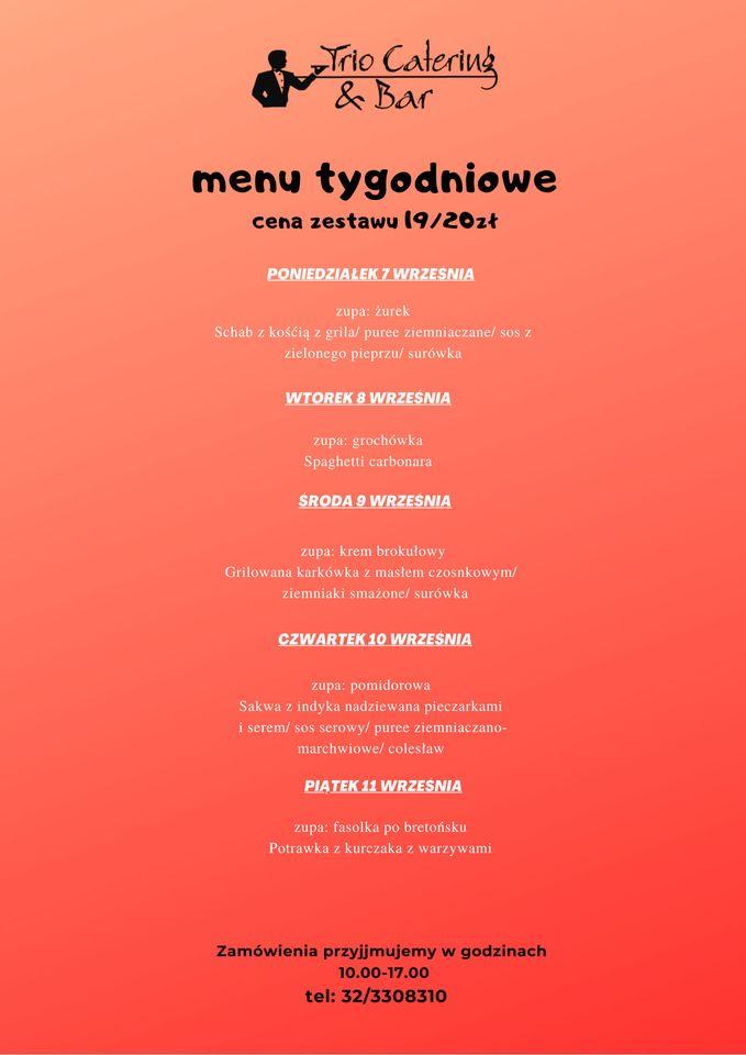 Menu at Trio Catering & Bar, Gliwice, Zygmunta Starego 20