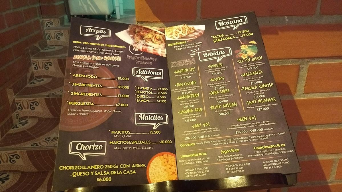Menu at Are' Pa' Vos restaurant, Bello