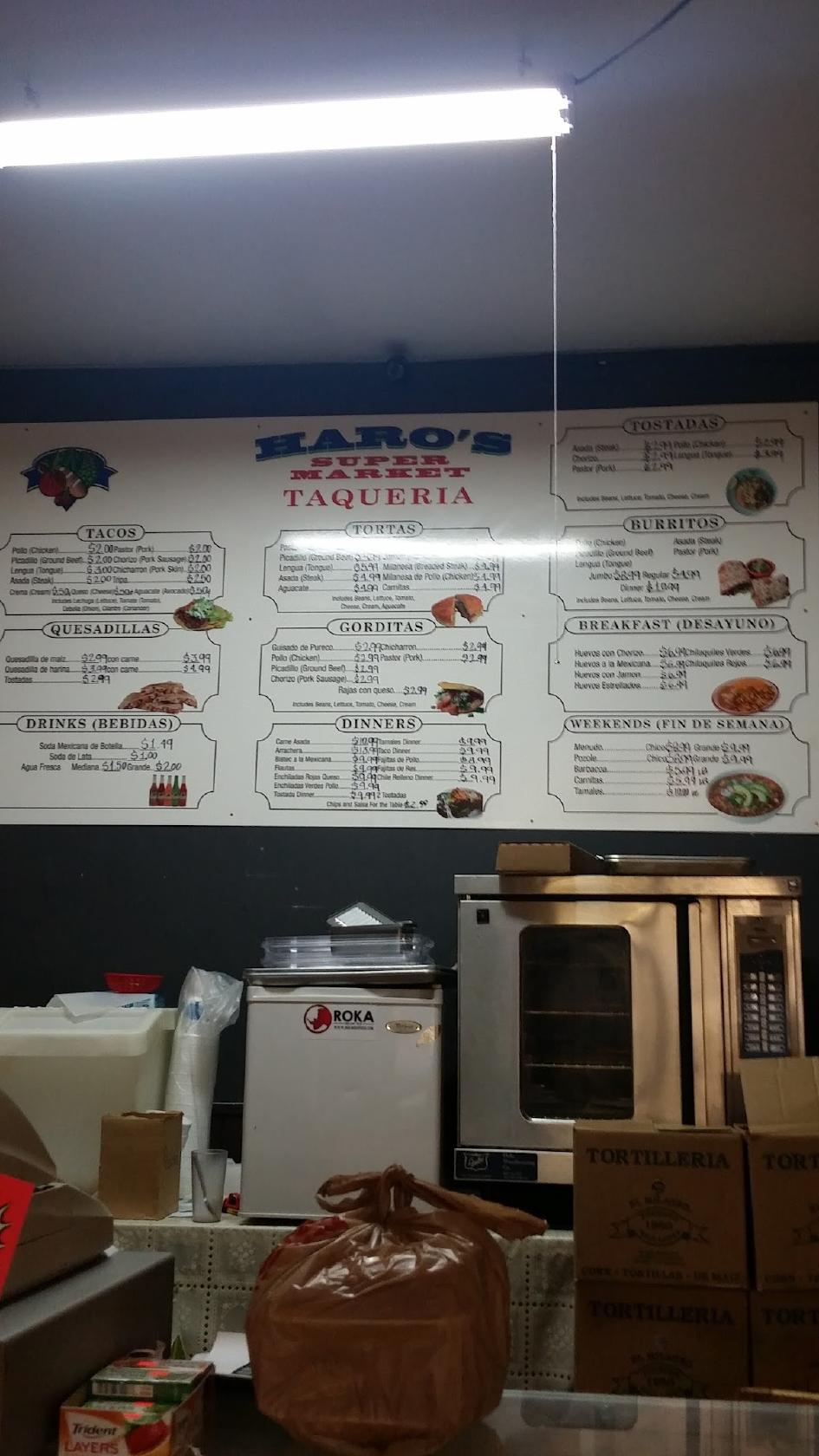 Menu at Haro's supermarket inc restaurant, Michigan City