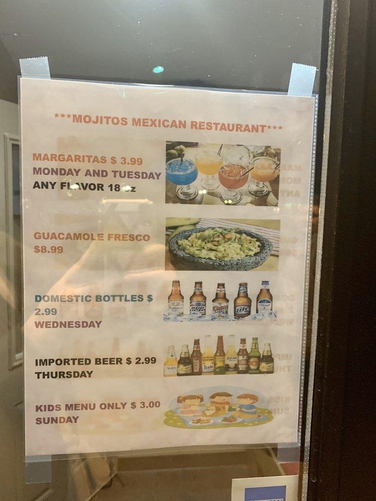 Menu at Mojito's Mexican Restaurant, Ankeny