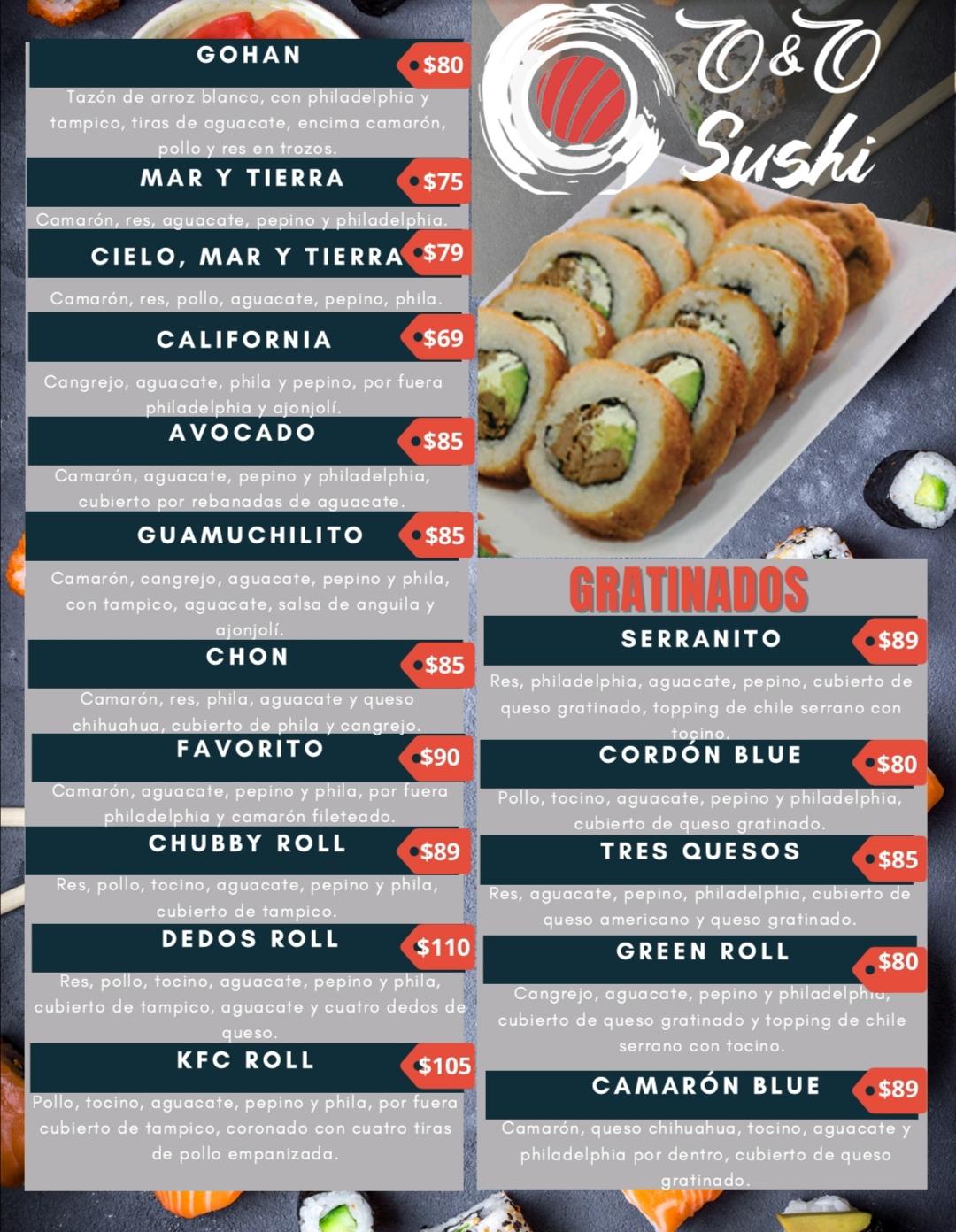 Carta del restaurante O&O Sushi, Culiacán Rosales