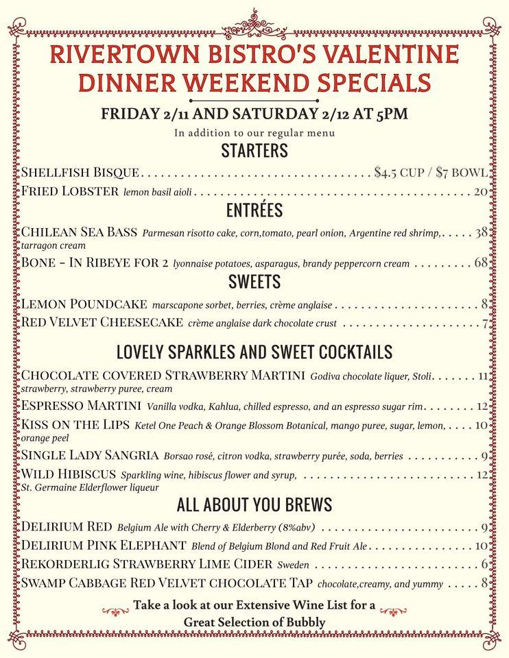 Menu at Rivertown Bistro restaurant, Conway, 3rd Ave