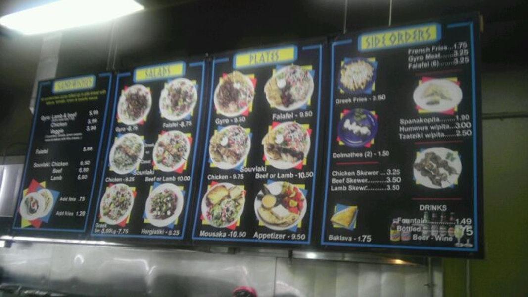 Menu at Santorini Greek Grill restaurant, Kirkland