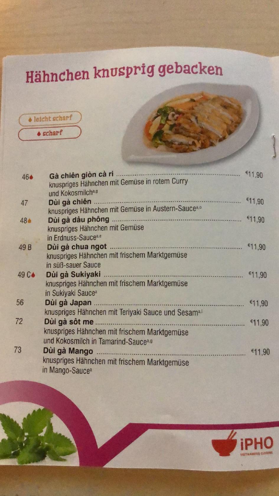 Speisekarte von ipho-vietnamese-cuisine restaurant, Marktoberdorf