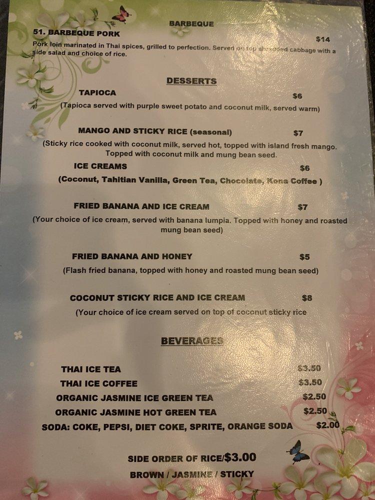 Menu at New Chiang Mai Thai Cuisine restaurant, Hilo