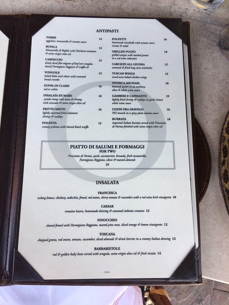Menu at Osteria Cucina Rustica restaurant, Marlboro Township