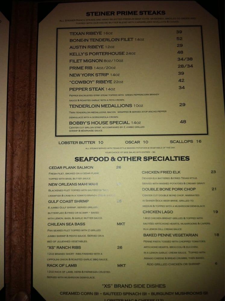 Menu at Steiner Ranch Steakhouse, Austin, Steiner Ranch Blvd