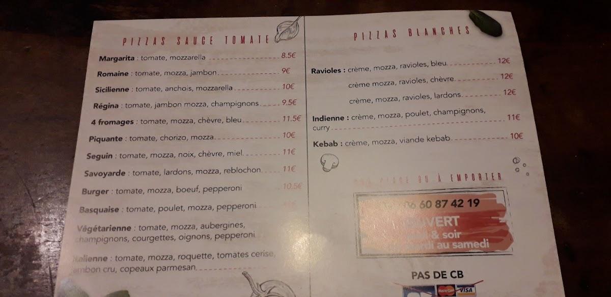 Menu at ti amo pizzeria, Voreppe