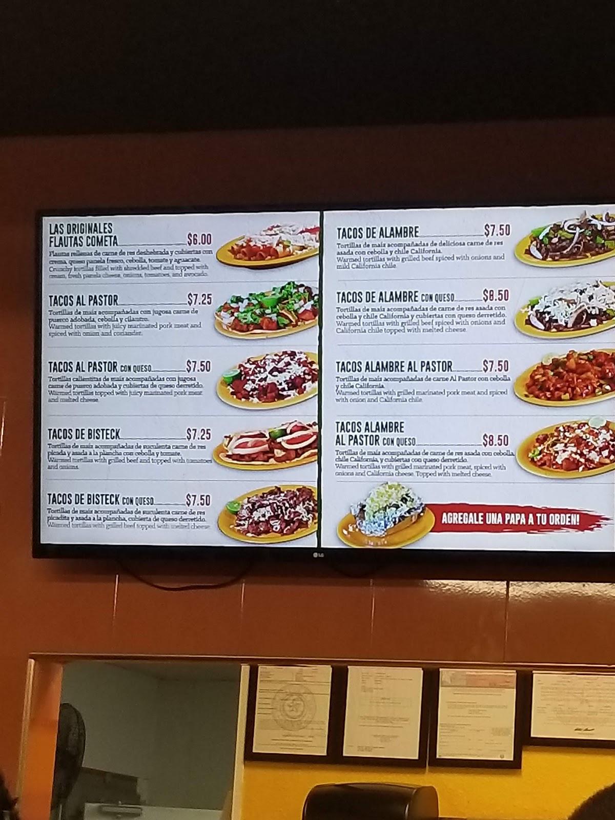 Carta del restaurante El Cometa - Taqueria El Autentico Taco Mexicano ...
