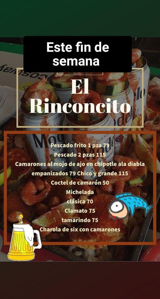 Menu at El Rinconcito restaurant, San Marcos Arteaga