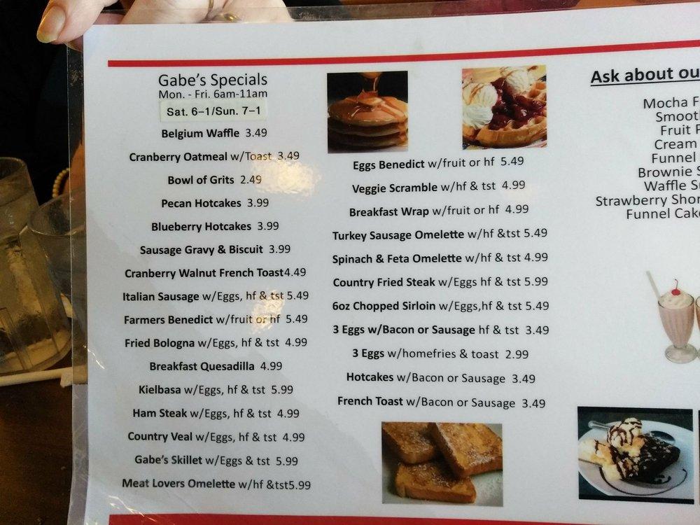 Menu at Gabe's Family Restaurant, Cleveland