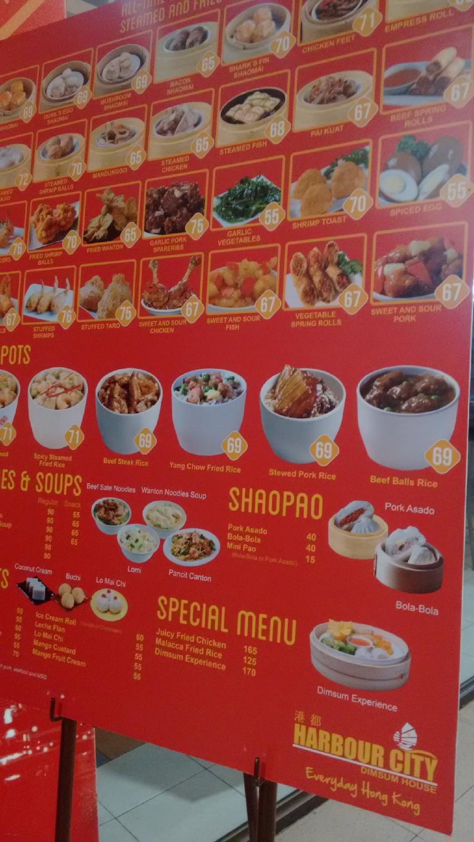 Menu at Harbour City Dimsum House restaurant, Cebu City, Lower Ground ...