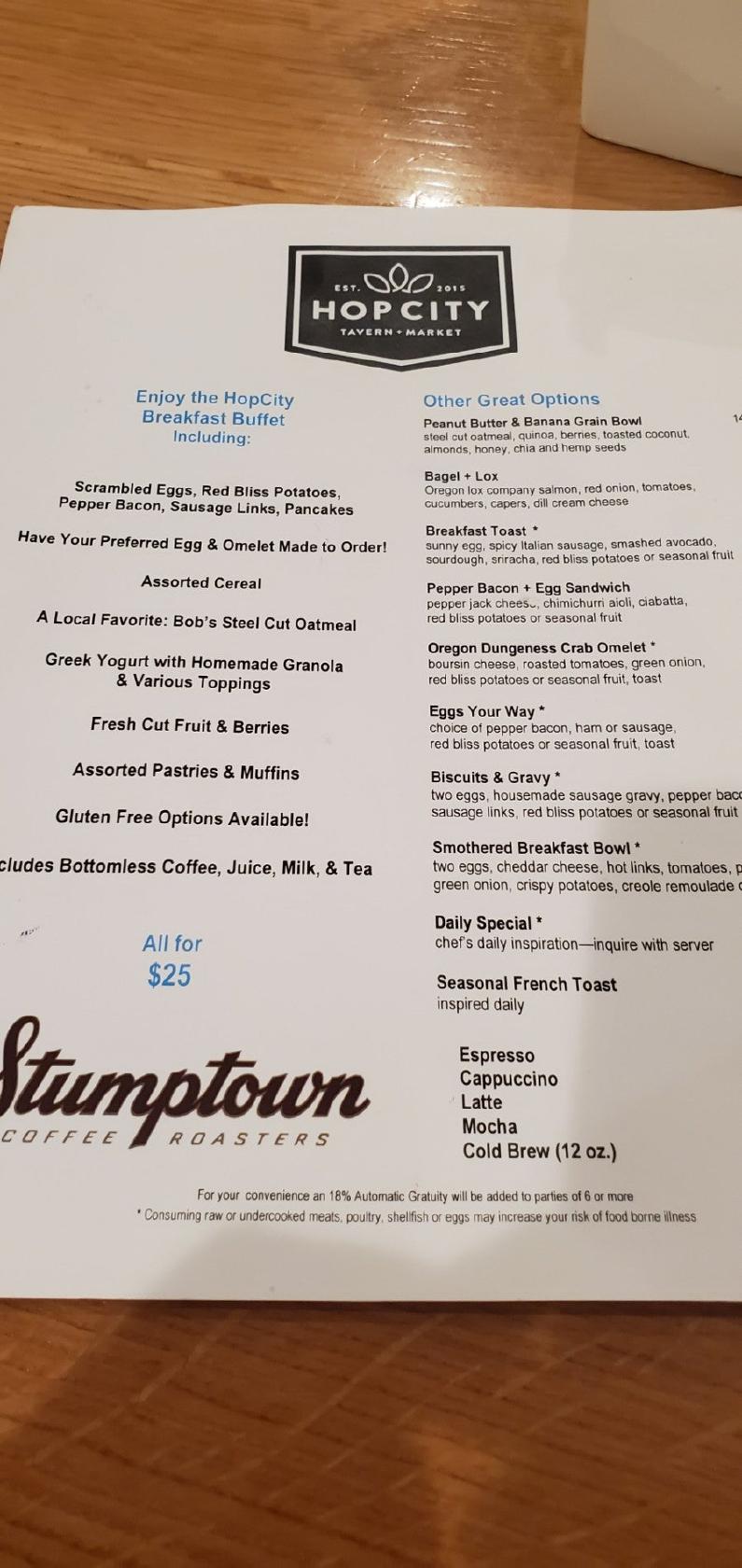Menu at HopCity Tavern + Market pub & bar, Portland