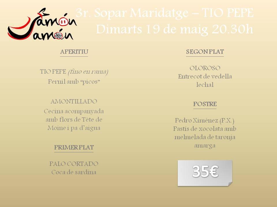 Carta del restaurante Jamon Jamon, Lérida