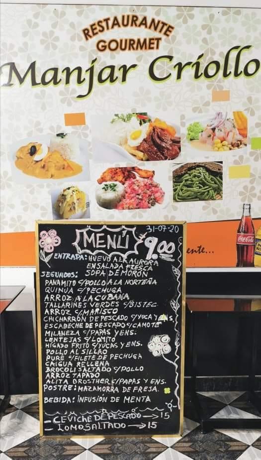 Menu at Restaurant - Buffets Manjar Criollo, Carmen de la Legua Reynoso