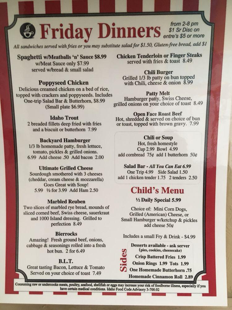 Menu at Old Home Cooking restaurant, Buhl