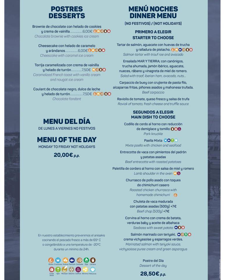 Menu at Samar Moraira restaurant, Moraira, club nautico moraira sn