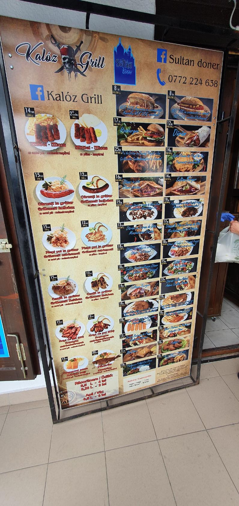 Menu at Sultan Doner, Odorheiu Secuiesc