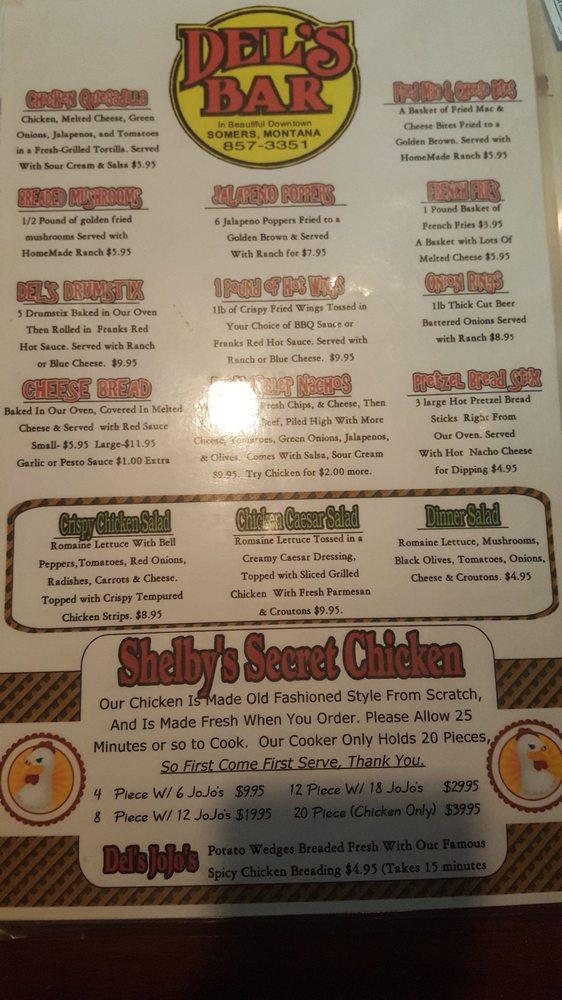 Menu at Del's Bar & Grill, Somers