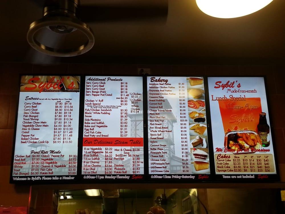 Menu at Sybil's restaurant, New York City, Liberty Ave