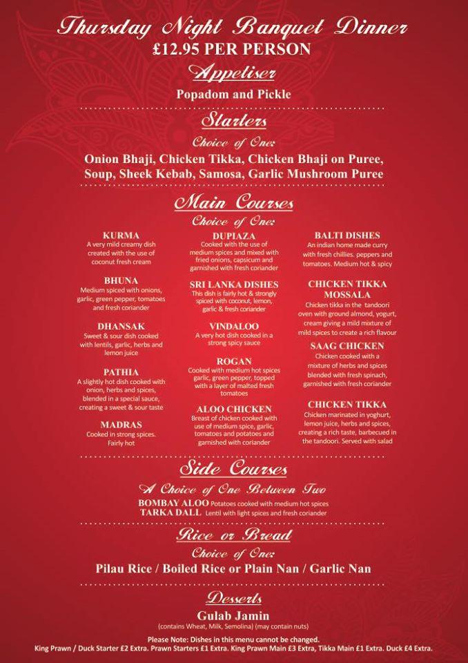 Menu at Taj Mahal Indian Restaurant and Takeaway, Amble, Amble, 2-4 ...