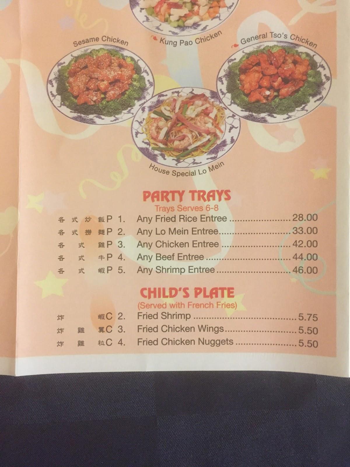 Menu at 126 Chinese restaurant, Bay Lake