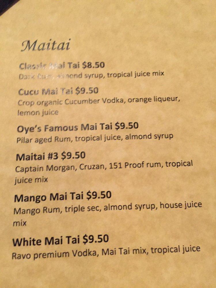 Menu at Oye's Chinese Restaurant, Saugus