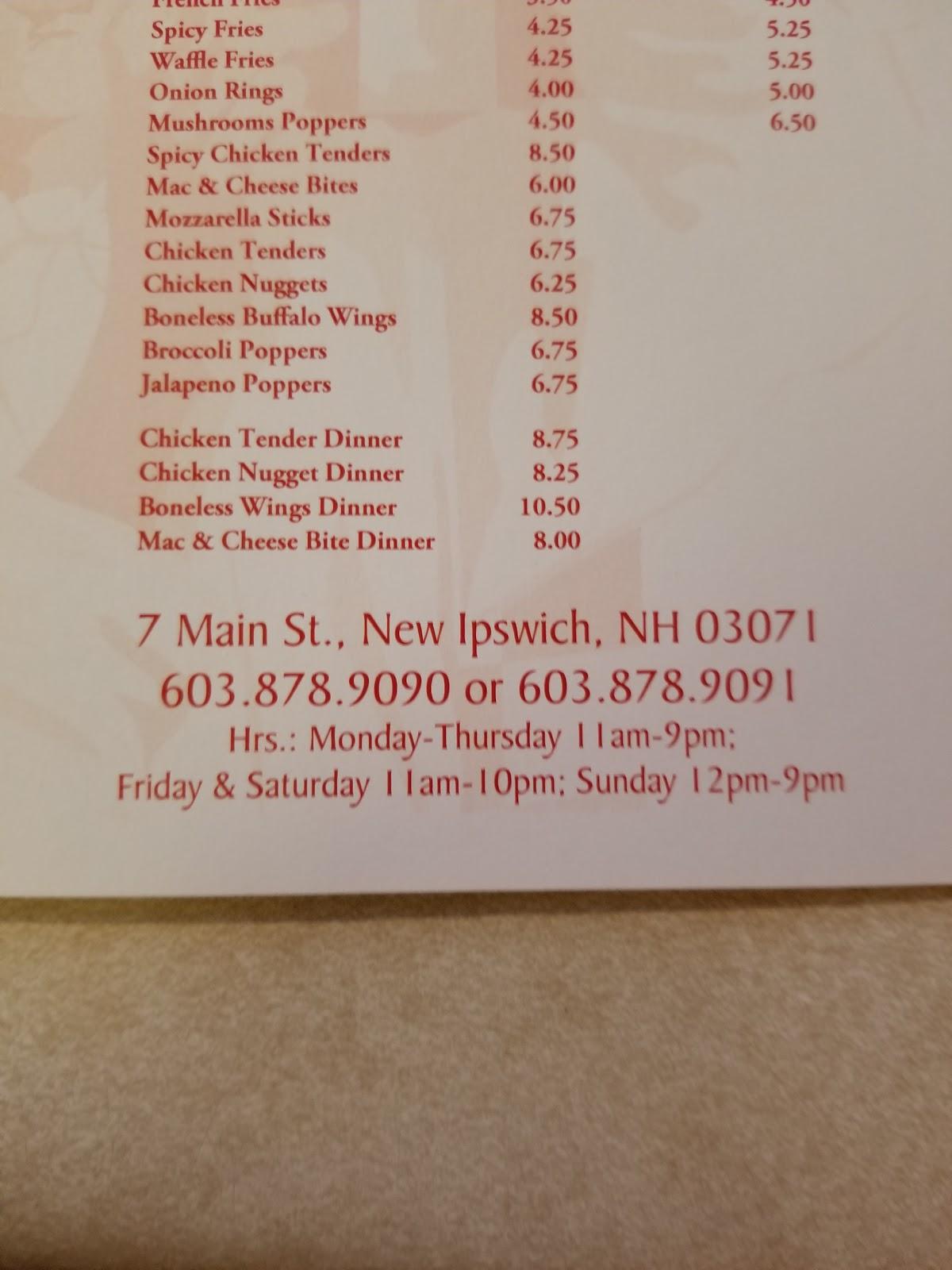 Menu at Pizza Haven Too pizzeria, New Ipswich