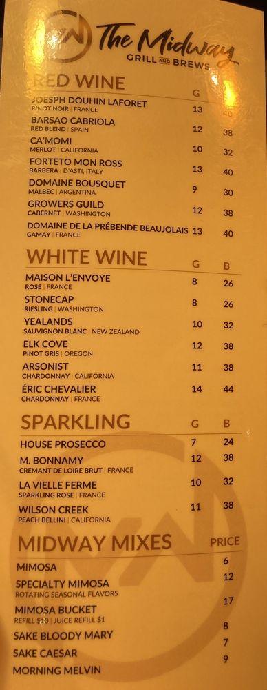 Menu at The Midway Grill and Brews steakhouse, Billings