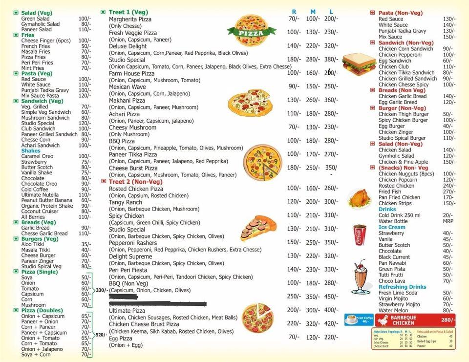 Menu at The pizza Studio, Adampur