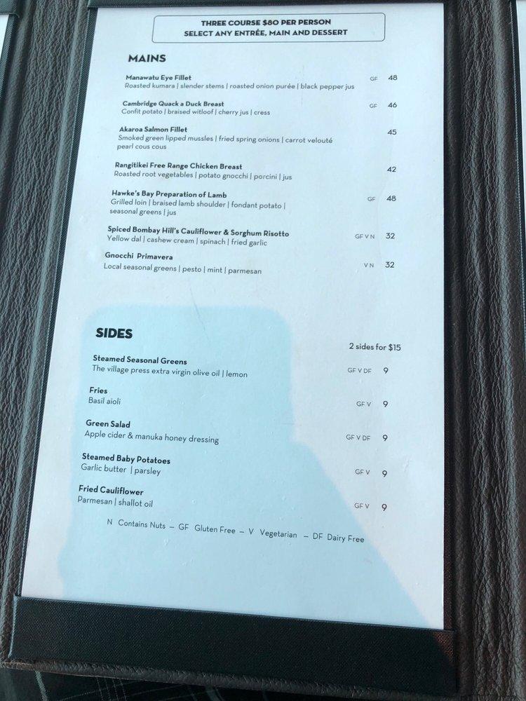 Menu at Orbit 360° Dining restaurant, Auckland