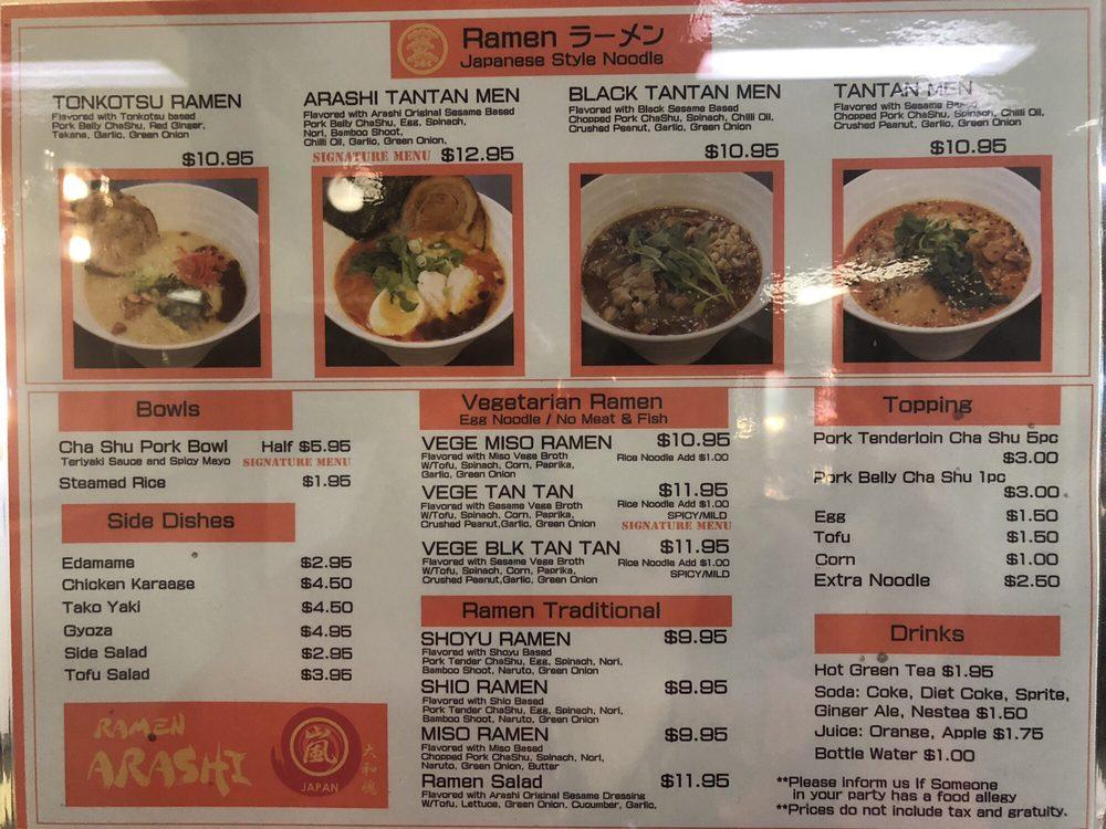 Menu at Ramen Arashi Banff restaurant, Banff