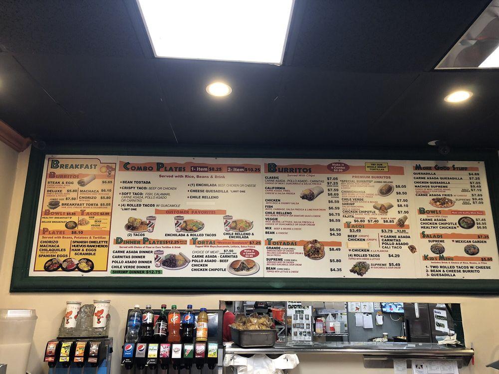 Menu at Sombrero Mexican Food fast food, Spring Valley, 691 Sweetwater Rd