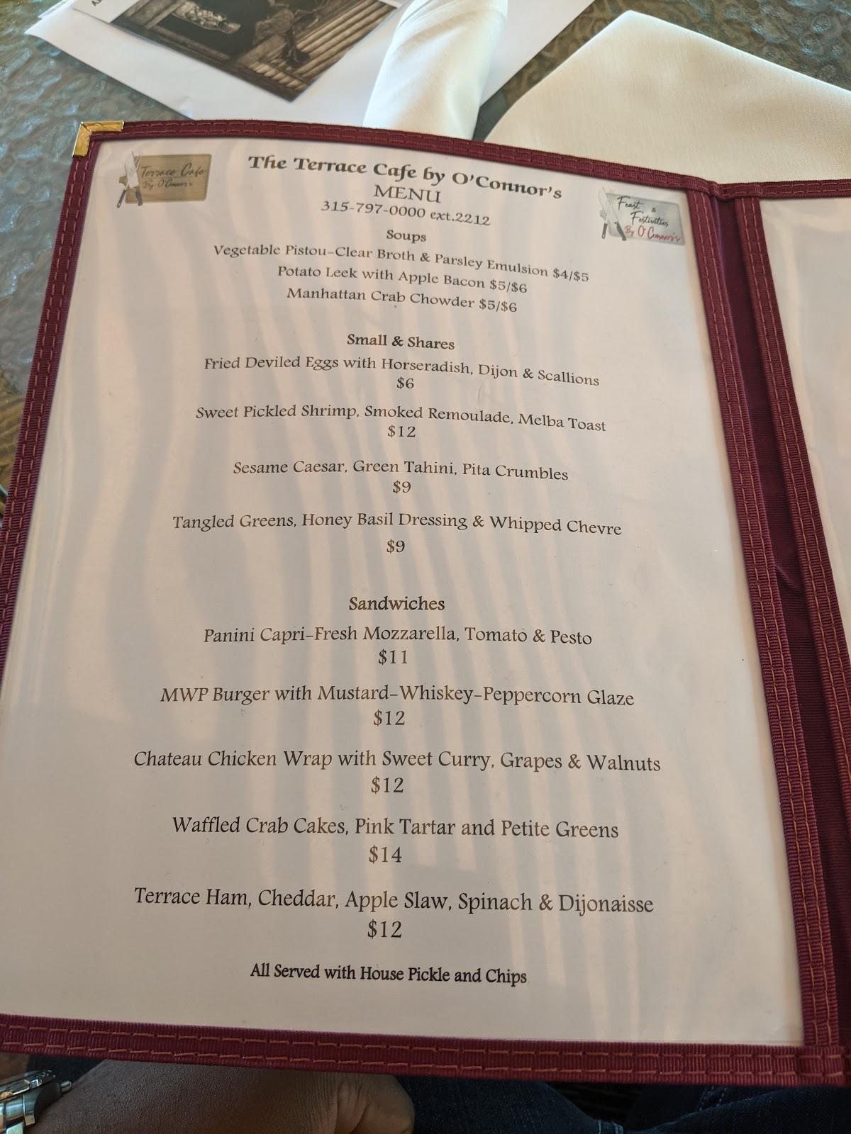 Menu at Terrace Cafe, Utica