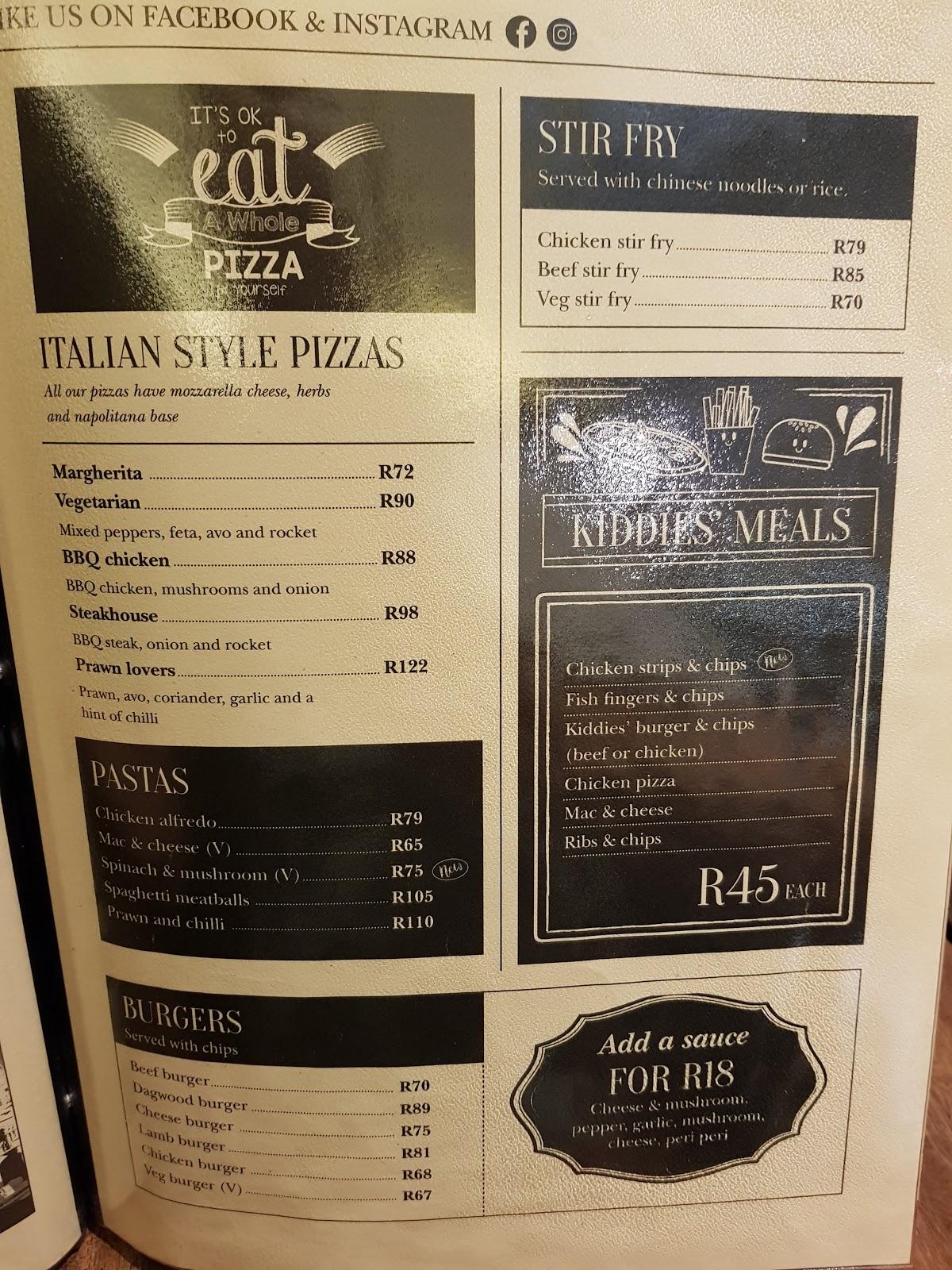 Menu at Centre Court Pavillion restaurant, Durban, 301
