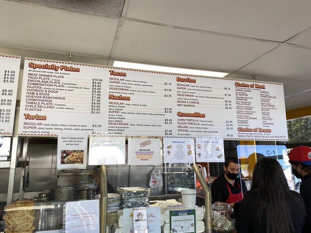 Menu at Chunky's Taqueria & Grill restaurant, Petaluma