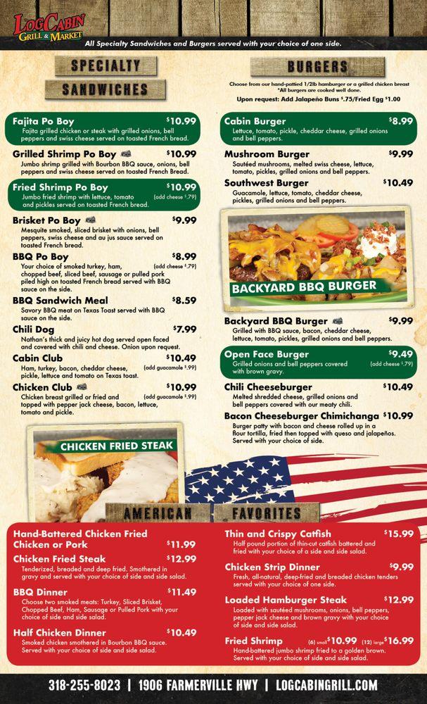 Menu at Log Cabin Grill & Market BBQ, Ruston
