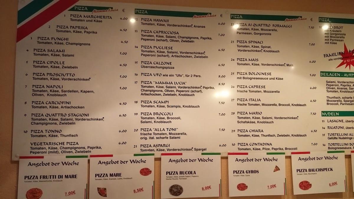 Menu at Pizzeria Mamma Lucia, Herzberg am Harz