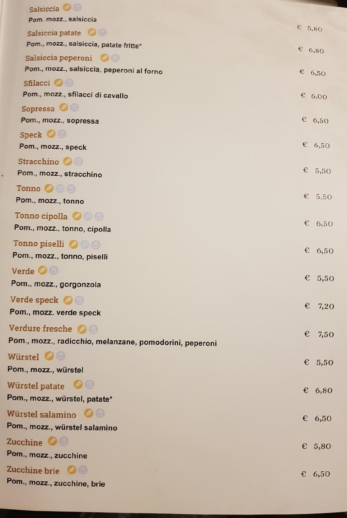 Menu da Centro del Mondo ristorante, Schio