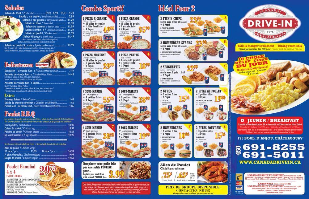 Menu at Restaurant Canada Drive-In, Châteauguay
